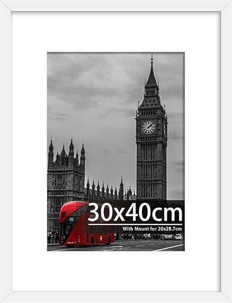 Tinkeps 30x40 White Picture Frame - Engineered Wood and Plexiglass ...