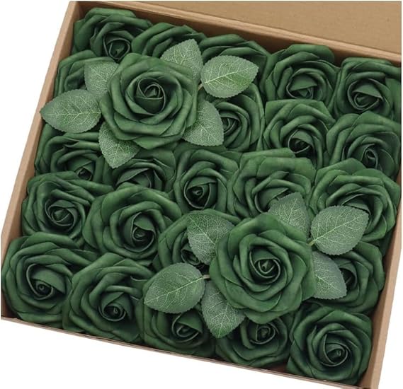 Amazon.com: J-Rijzen Artificial Flowers 50PCS Real Looking Emerald ...