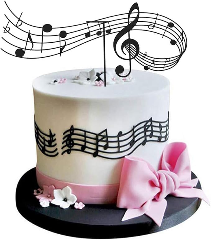 Amazon.com: Music Notes Cake Toppers,Black Musical Notation Cake ...