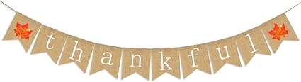 Amazon.com: Thankful Burlap Banner | Thankful Burlap Wall Banner ...