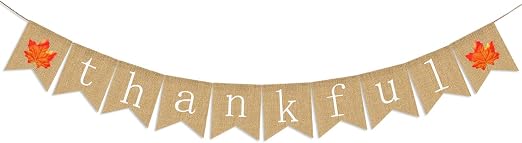 Amazon.com: Thankful Burlap Banner | Thankful Burlap Wall Banner ...