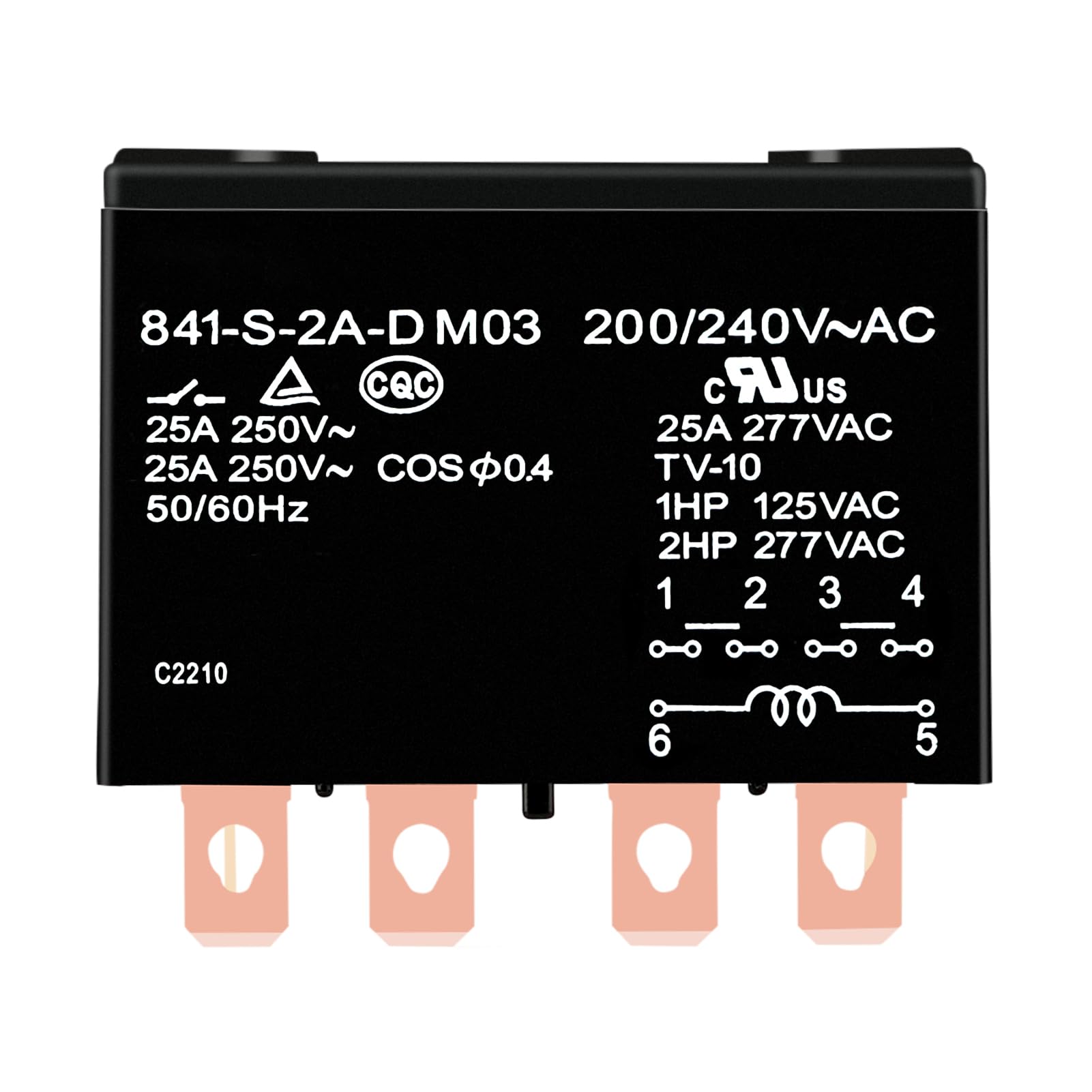 Snapklik.com : 841-S-2A-D 200/240VAC General Purpose Relay 25A 277VAC
