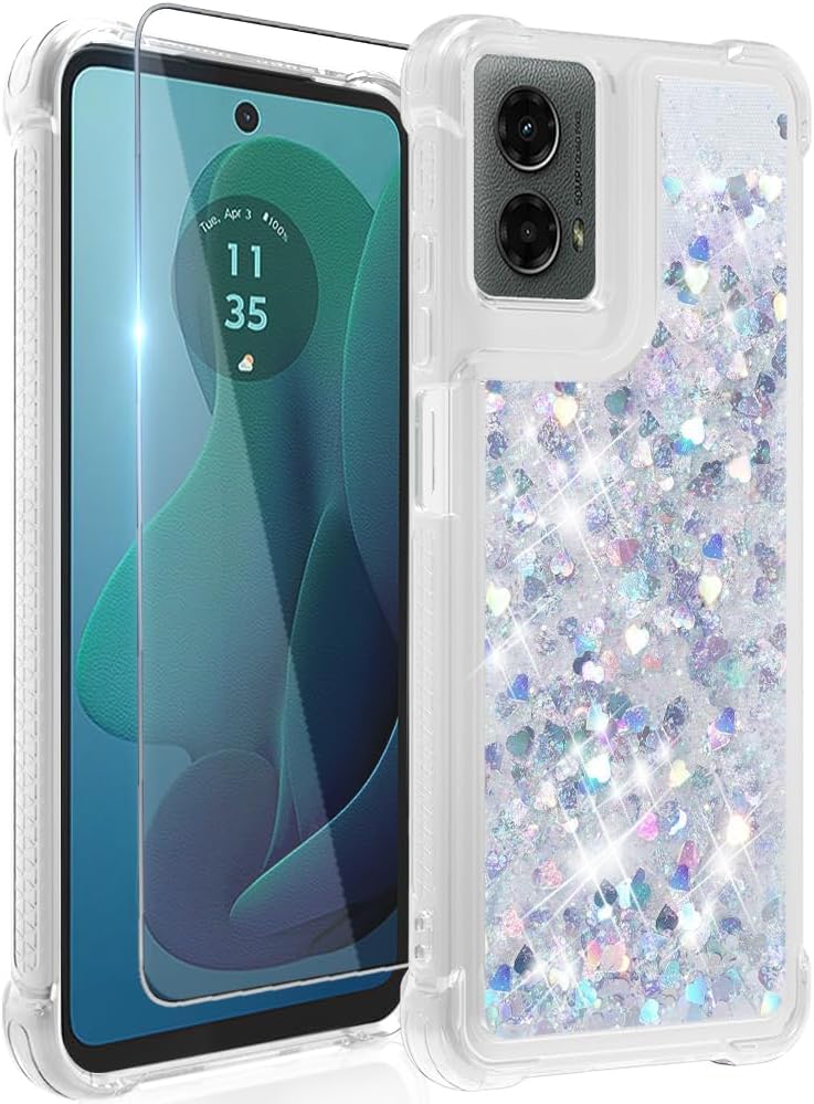 Amazon.com: Guzhthi for Moto G 5G 2024 Case: Clear Glitter Flowing ...