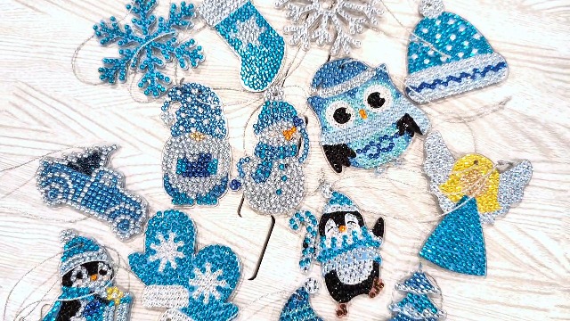 Watch Completed Winter Diamond Painting Set Close up on Amazon Live