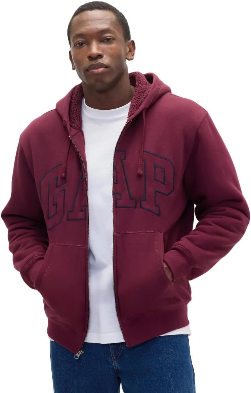 GAP mens Logo Sherpa Full Zip Sweatshirt