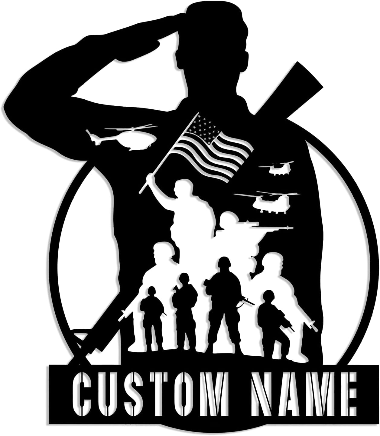 Amazon.com: Senyer Personalized Army Soldiers Silhouette Name Metal ...
