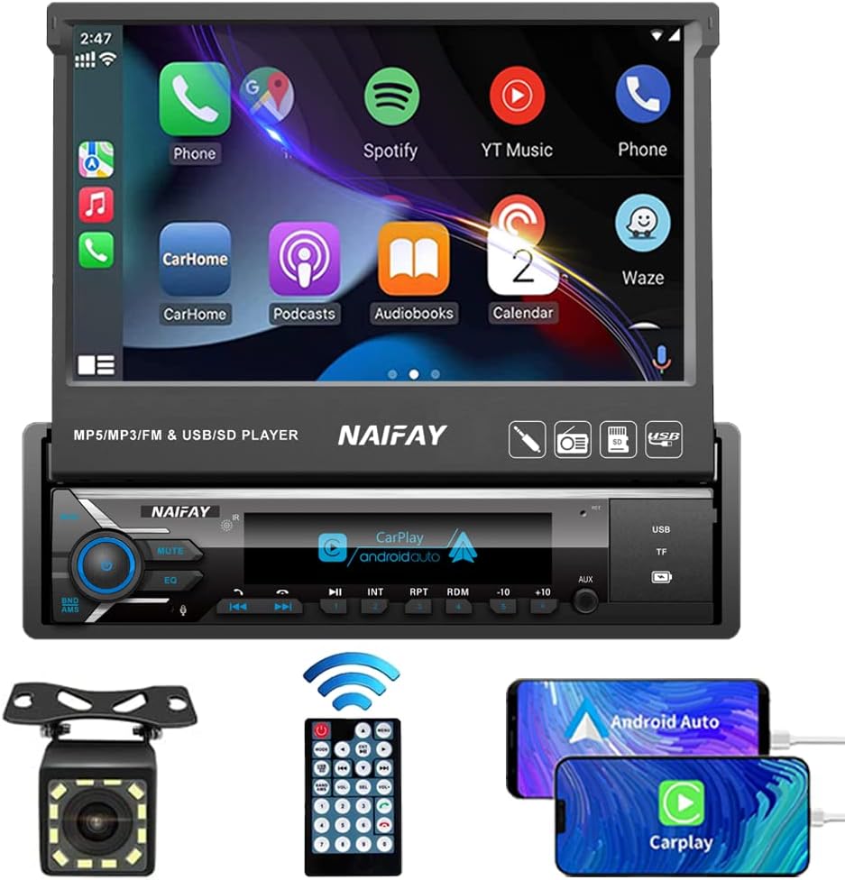 Amazon.com: Single Din Touchscreen Car Stereo with Apple Carplay and ...