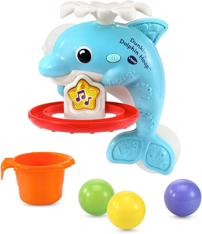 Amazon.com: VTech Dunking Dolphin Hoop Bath Toy for Toddlers : Toys & Games