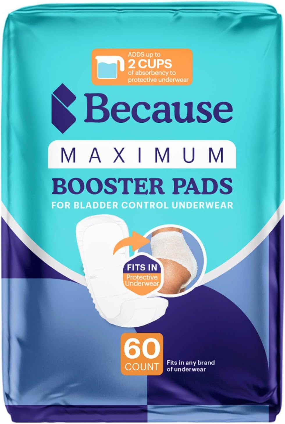 Amazon.com: Because Maximum Incontinence Booster Pads, Adult Diaper ...