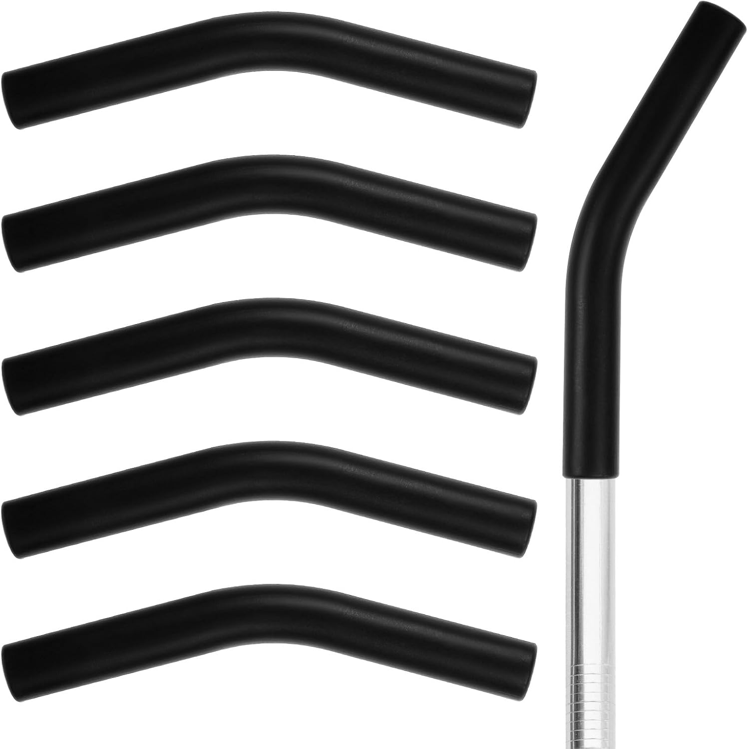 Amazon.com: 5 Pcs Silicone Straw Tips, Reusable Black Silicone Straw ...