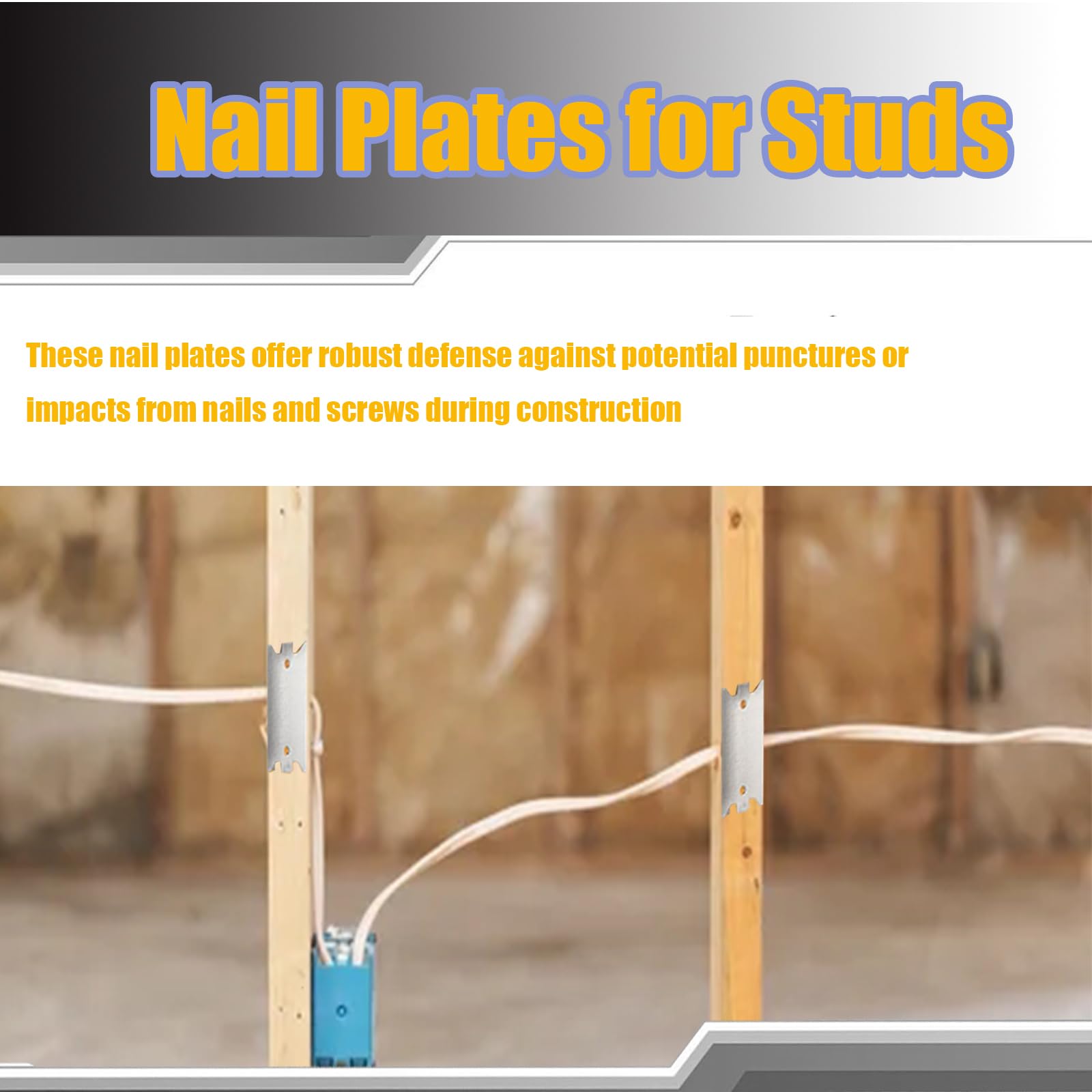 Snapklik.com : Nail Plates For Wood Studs, 1.5 X 6 Inch Sharp Pointed ...