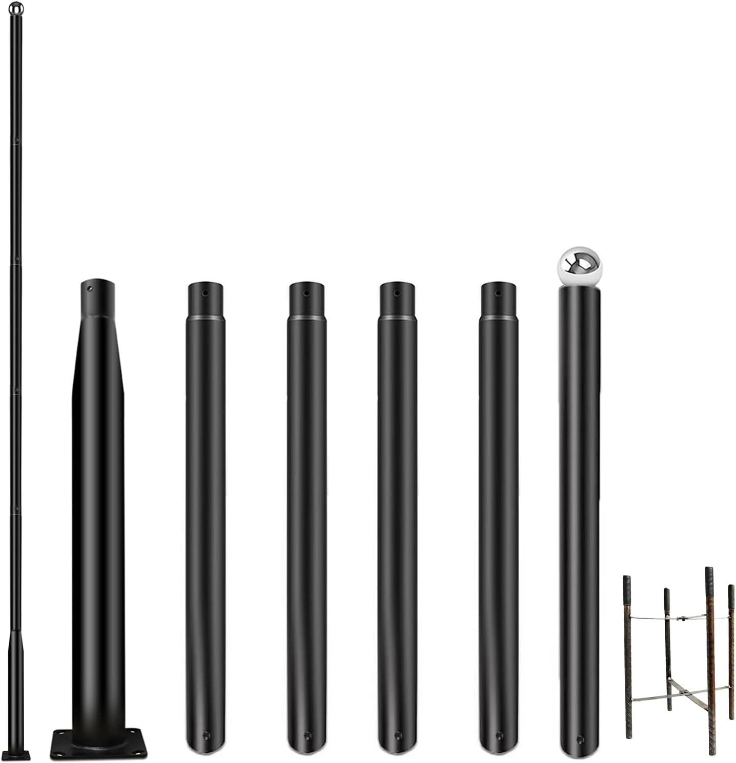 Street Light Pole 16ft Tall, Black Outdoor Galvanized Heavy-duty Metal ...