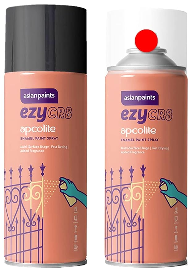 Asian Paints ezyCR8 apcolite Spray Paint, DIY Black Aerosol Gloss ...