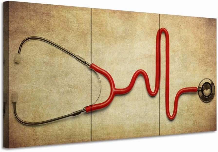 Amazon.com: Nachic Wall 3 Piece Canvas Wall Art Stethoscope on Vintage ...