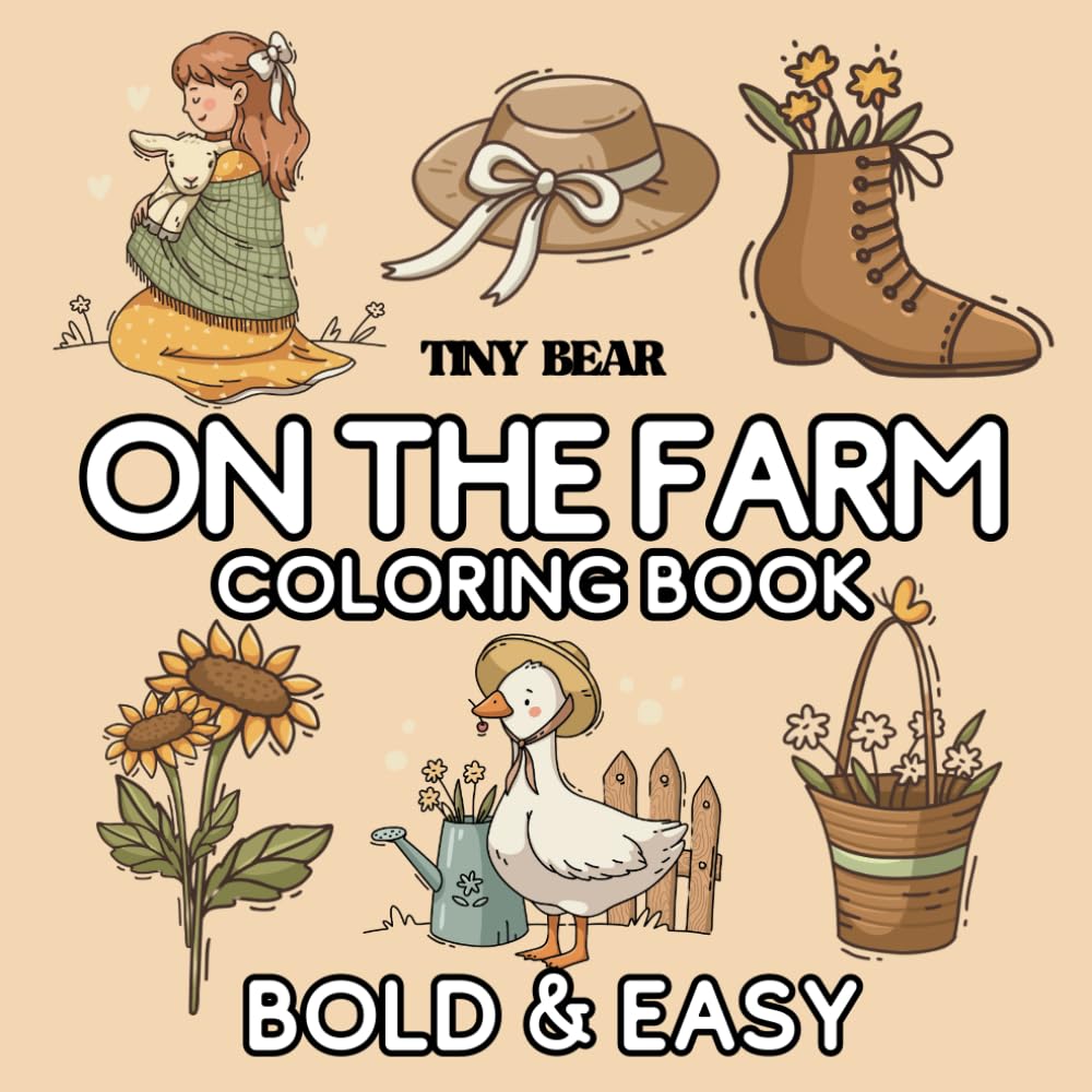 Amazon.com: Farm Coloring Book: Bold and Easy Designs for Kids and ...