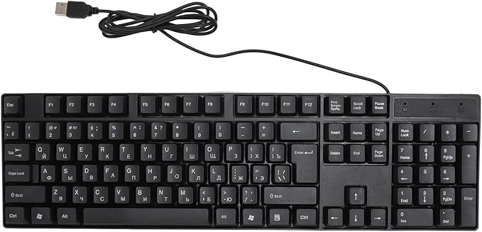 Amazon.com: Ultra Slim Language 104 Keys Russian Keyboard, USB Wired ...