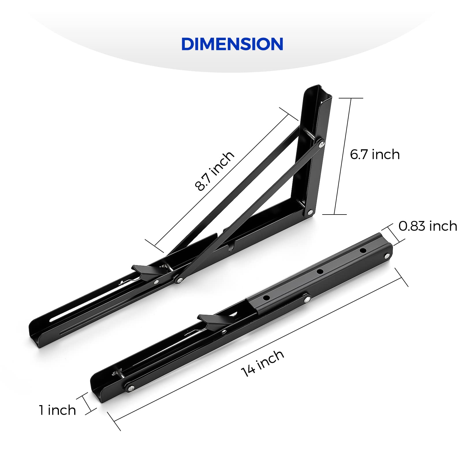 Snapklik.com : Ravinte 2 Pack 14 Inch Folding Shelf Brackets Matte Black