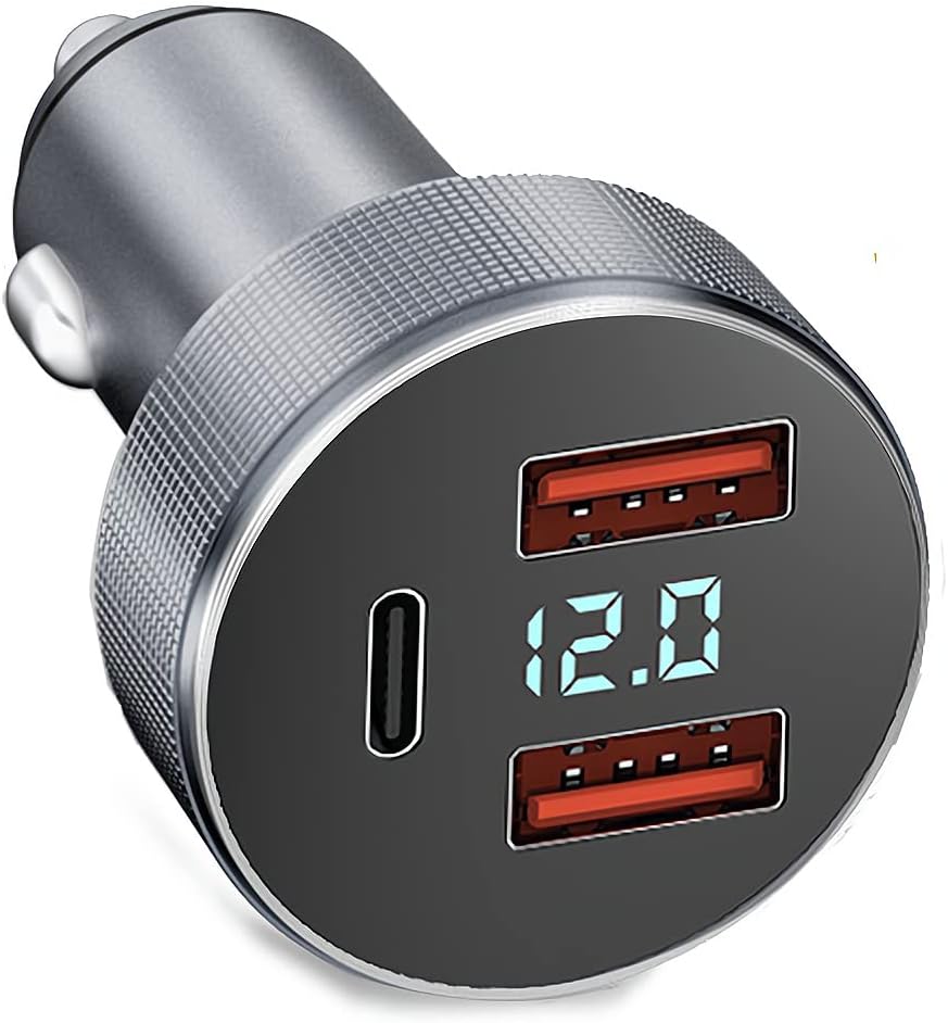 72W Caricabatteria Auto USB C con Voltmetro LED, Accendisigari ...
