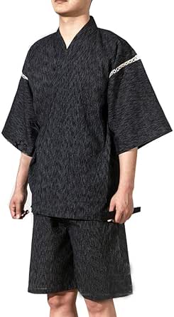 thefancypumpkin Jinbei Men's Japanese Style Dressing Gown Kimono Pajamas Suit Size XL-A08 at ...