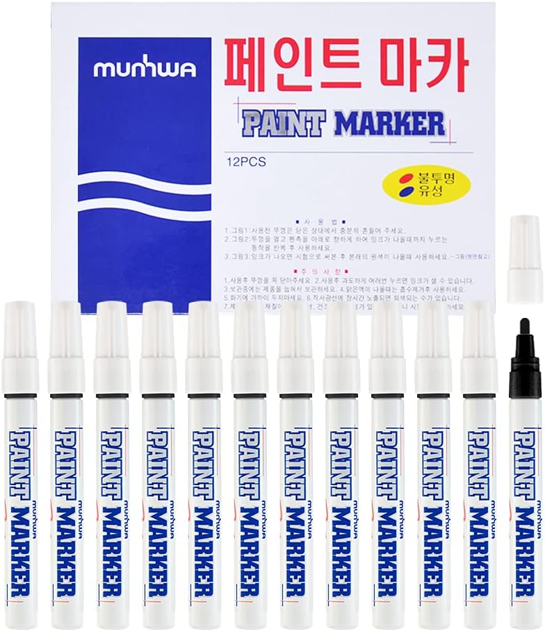 Amazon.com: Munhwa Paint Markers Pens, Black, 12 ct, Medium Point, 4.5mm, 0.18inch, Oil-Based ...