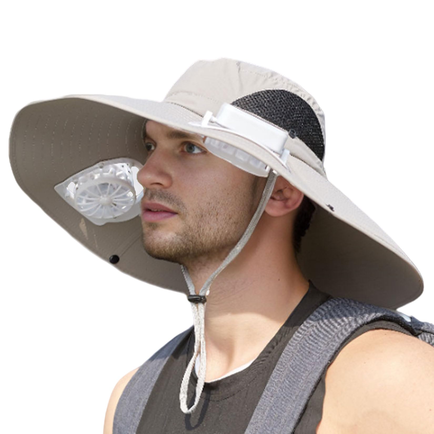 Solar Fan Hats For Men Fan Hat Solar Powered Wide Brim Solar Fan Hat ...