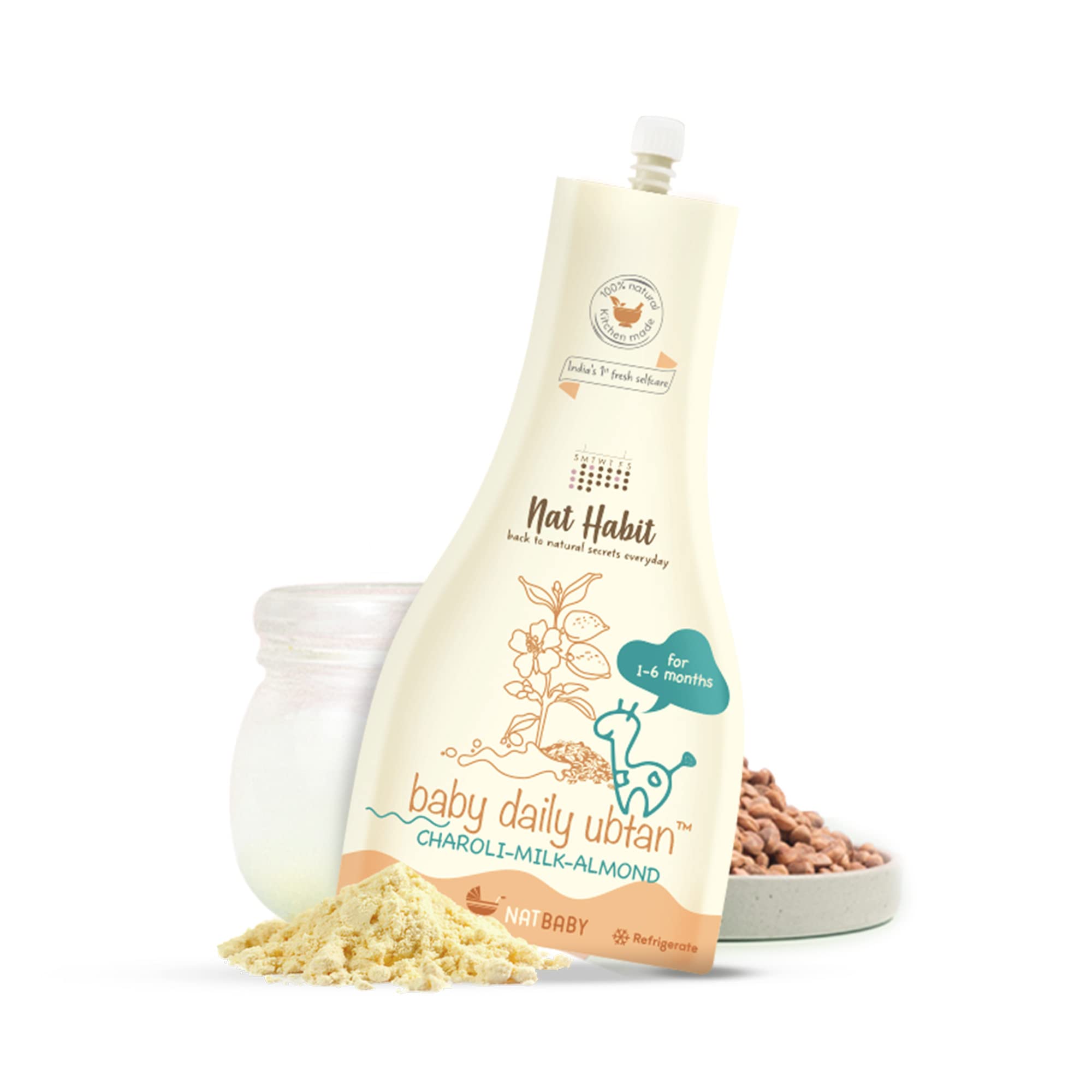 Buy Nat Habit Baby Bath Ubtan - Daily Ubtan With Charoli Milk Almond ...