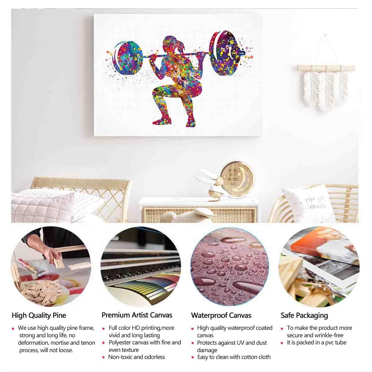 Snapklik.com : MBARE Watercolor Paint Art,Weight Lifter Woman Back ...