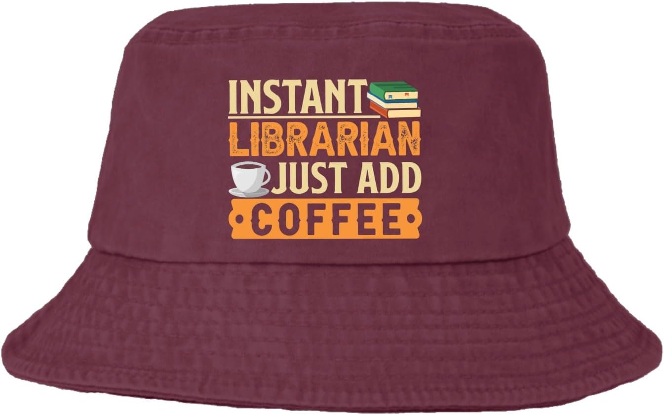Funny Bucket Hats Coffee Book Cup Bucket Hat Instant Library just add ...