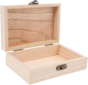 Gadpiparty Unfinished Small Craft Wooden Box Lock Decorative Storage ...