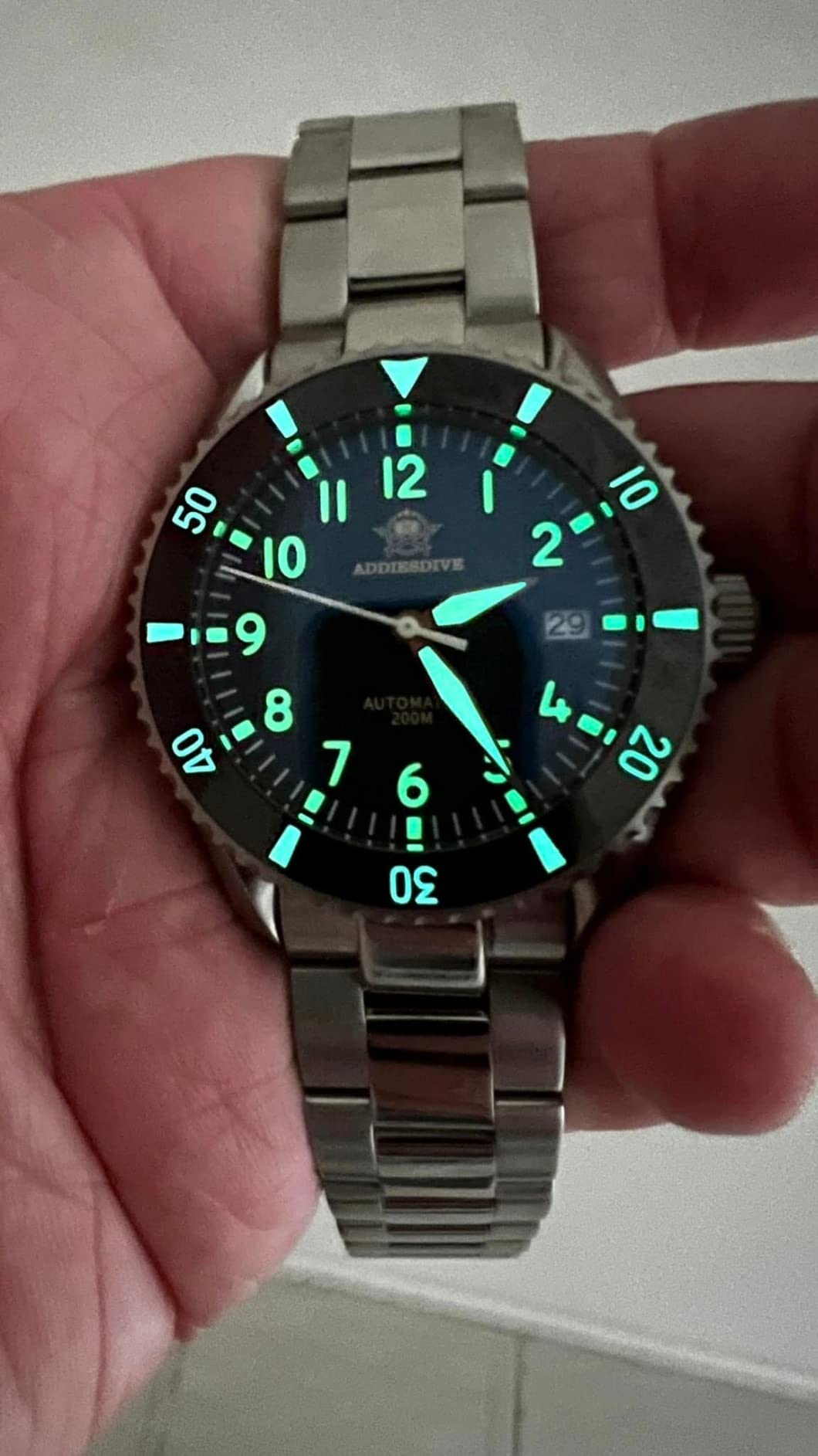 ADDIESDIVE Pilot Diver Watch Automatic Steel 200M Waterproof Black ...