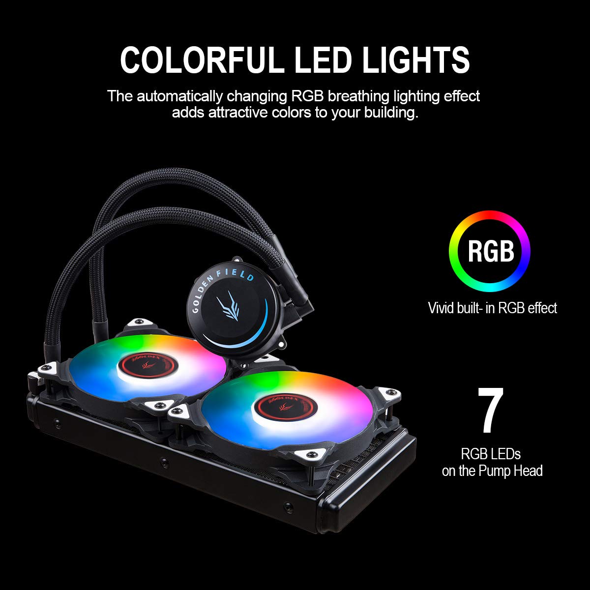 GOLDEN FIELD SF240 RGB All-in-One Liquid CPU Cooler with 240mm Radiator ...