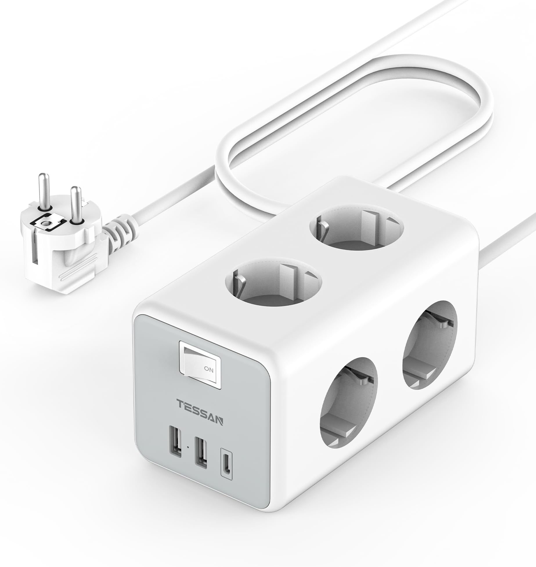 Mehrfachsteckdose mit USB, TESSAN 4fach Steckdosenleiste mit USB ...