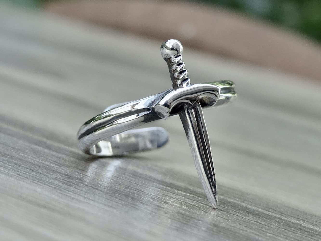 Amazon.com: Sword Ring Sterling Silver 925 Dagger Open Wrap Adjustment ...