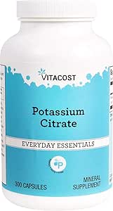 Amazon.com: Vitacost Citrato de Potasio - 99 mg - 300 Cápsulas : Salud y Hogar