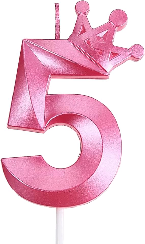 Amazon.com: Pink Number 5 Birthday Candle丨5th Birthday Party Pink Theme ...