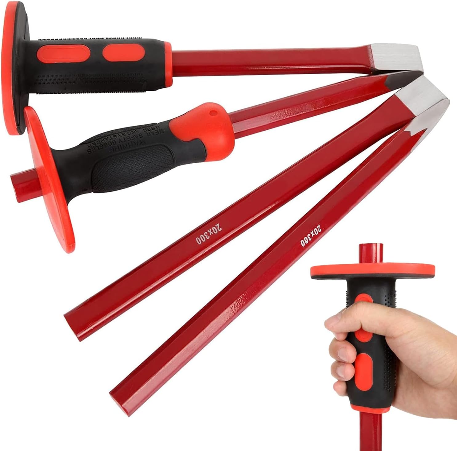 RHBLME 4PCS Masonry Chisel Set - 12 Inch Heavy Duty, 2 PCS Flat Head ...