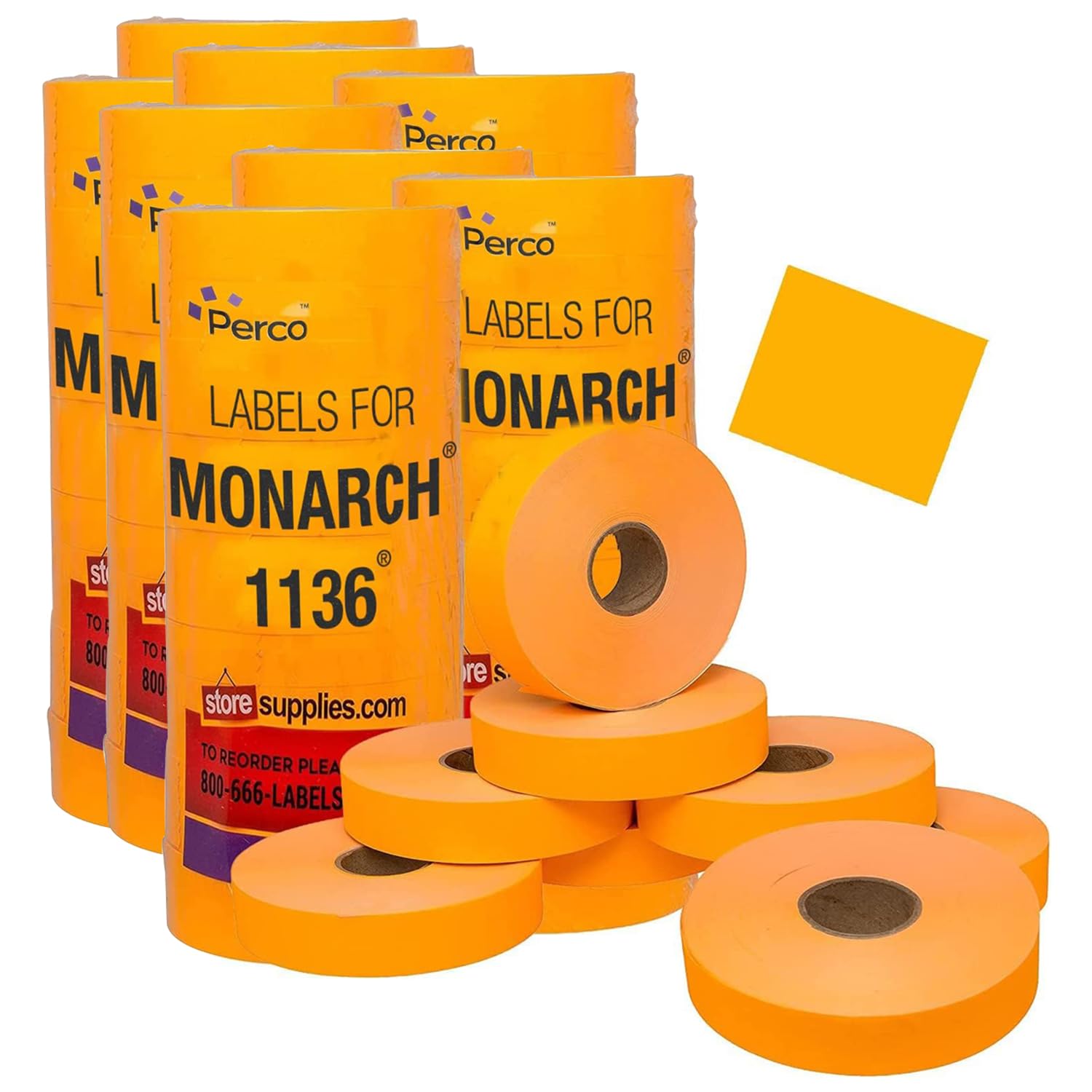 Snapklik.com : Perco Fluorescent Orange Pricing Labels For Monarch 1136 ...