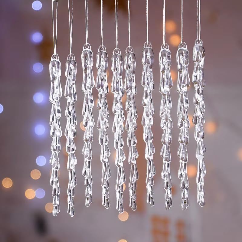 Amazon.com: 30pcs Icicle Ornaments Clear Plastic Icicle Christmas ...