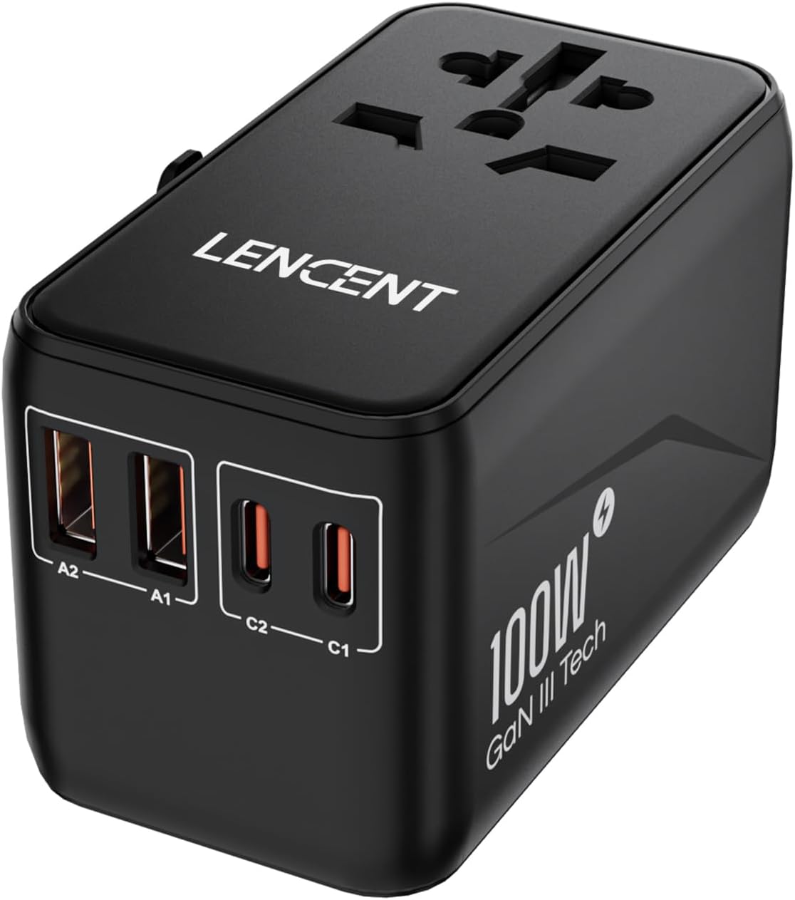 Amazon.com: LENCENT Universal Travel Adapter, 100W GaN3 International ...