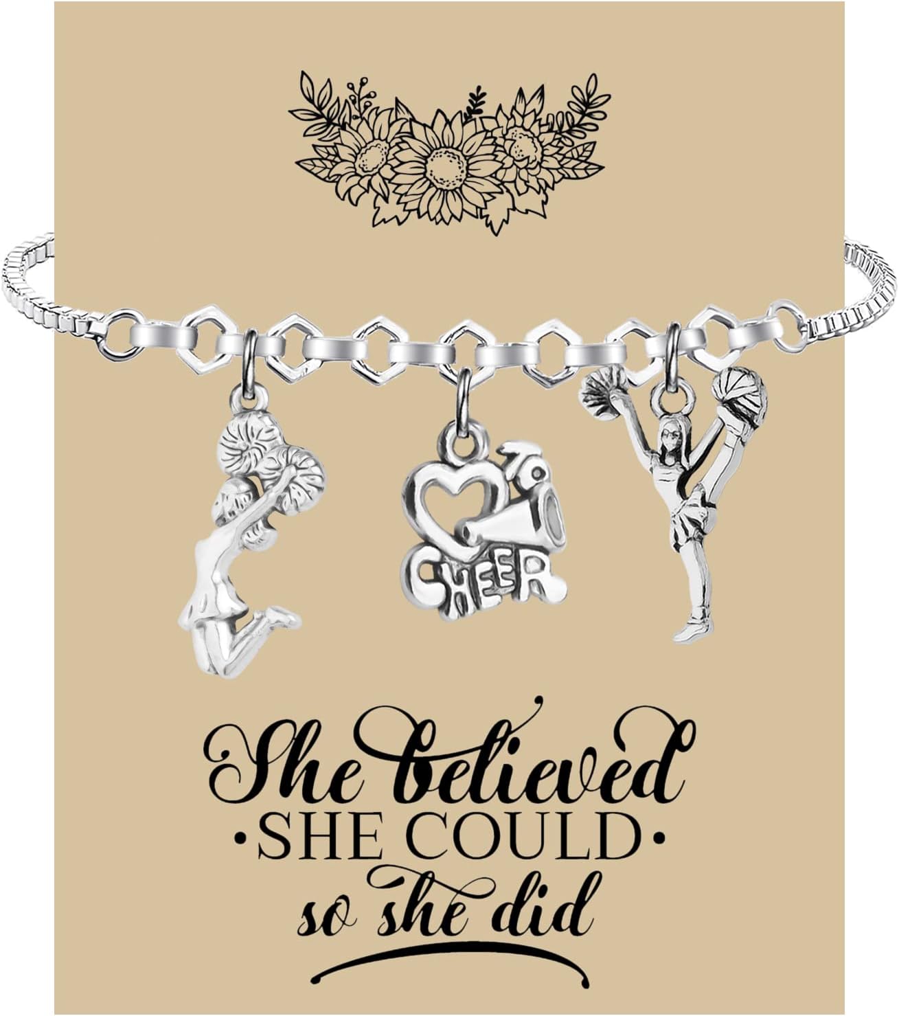 Amazon.com: Lywjyb Birdgot Cheer Charm Bracelet Cheerleader Jewelry ...