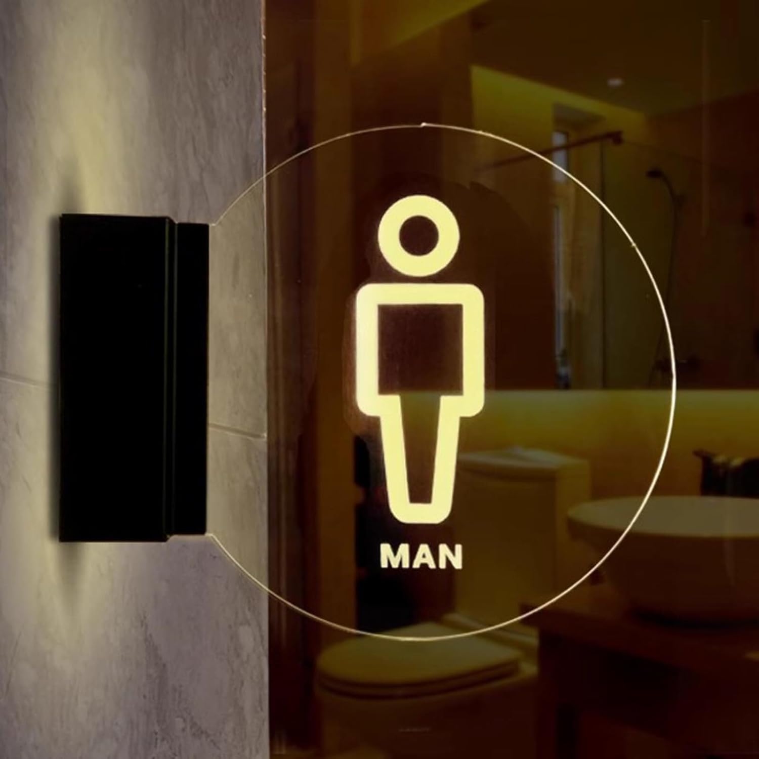 Amazon.com: Wall Mount Toilet Sign,LED Restroom Sign,8 Inch Round Mens ...