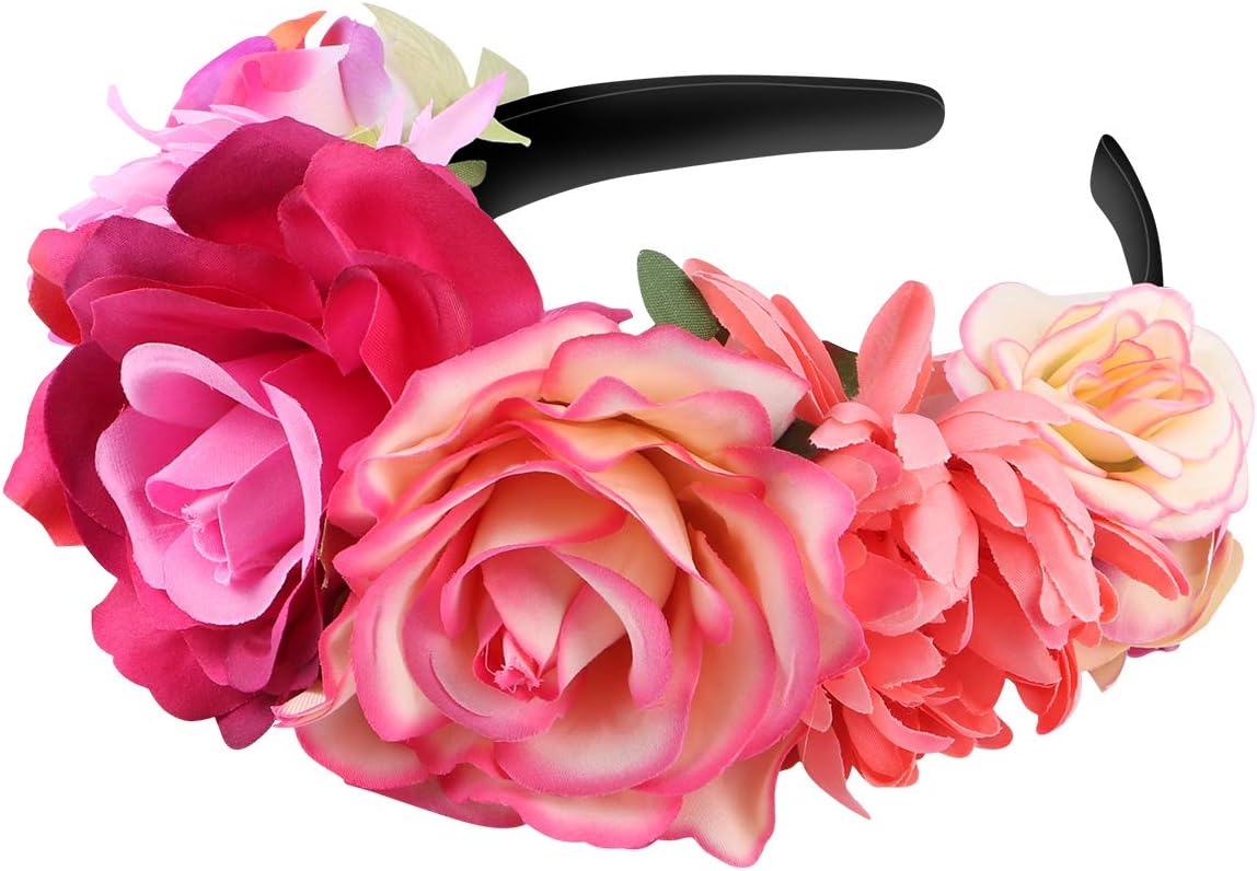Amazon.com: Xinnun 12 Pcs Mexican Rose Flower Crown Headband Easter ...
