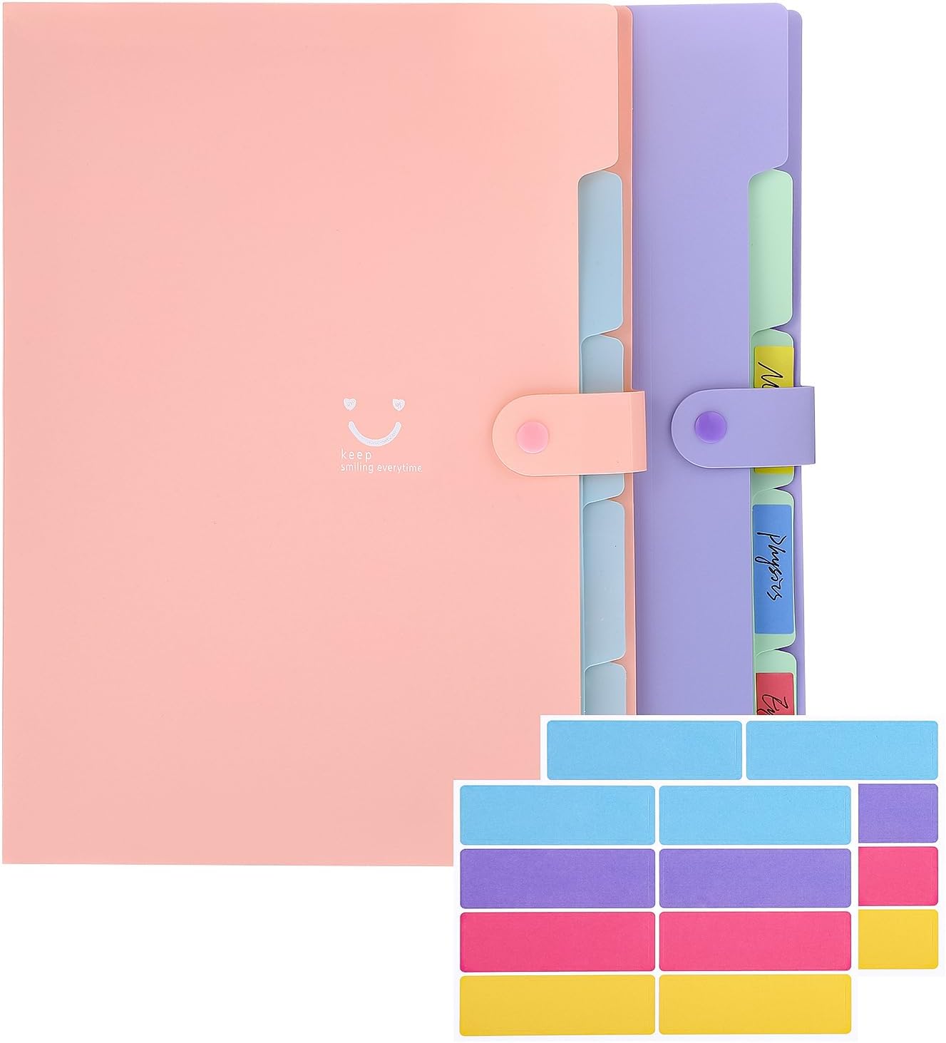 2 Pack Expanding File Folder, A4 File Organiser Plastic Folders with 5 ...
