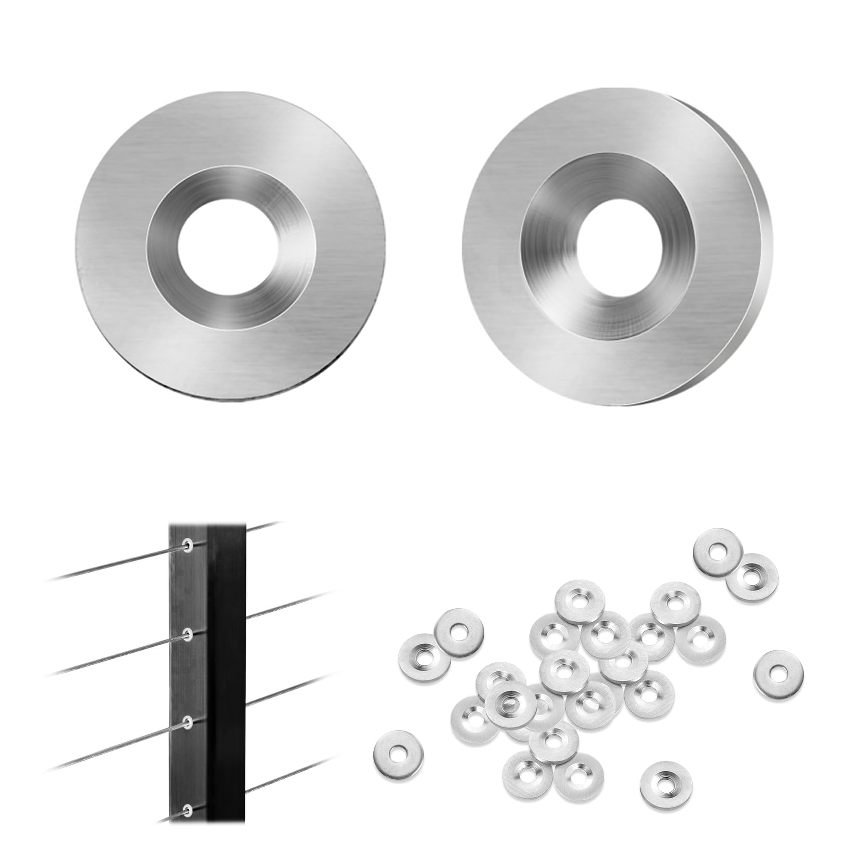 40 Pack Cable Railing Kit Adhesive Grommet for 1/8" 5/32" Wire Rope ...