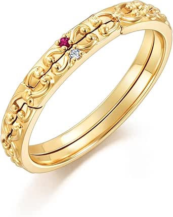 Amazon.com: CHOW SANG SANG 18K Yellow Solid Gold Gimmal ring with ...