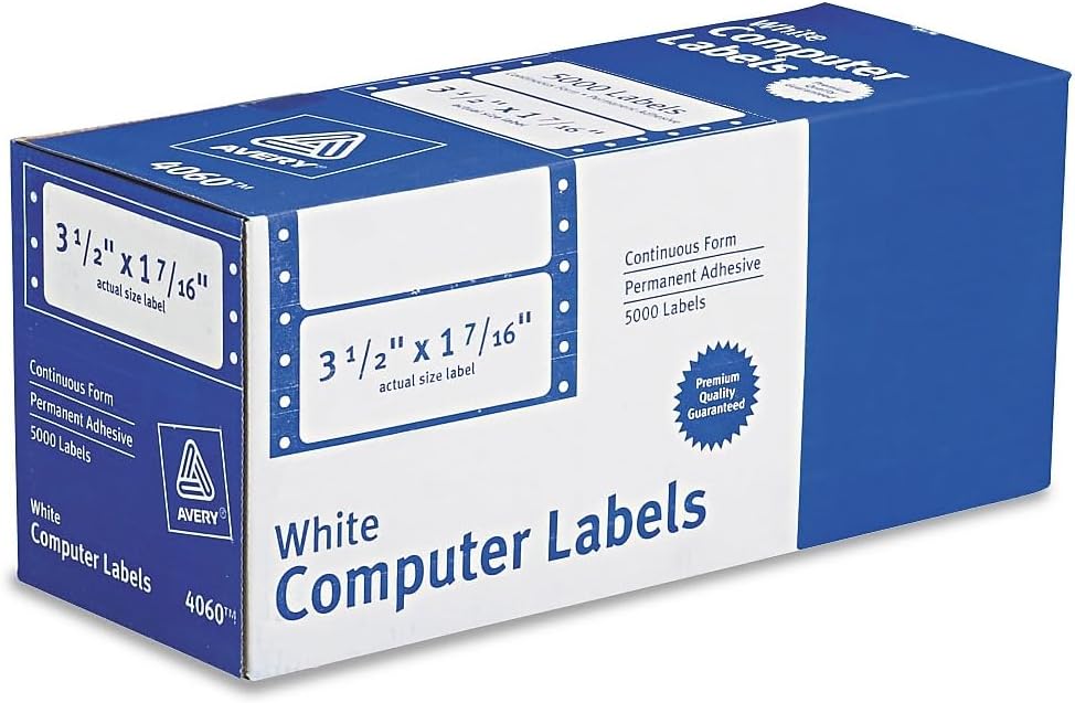 Amazon.com : Avery 4060 Computer Pin-Fed Labels, 1 Across, 1-7/16 x 3-1 ...