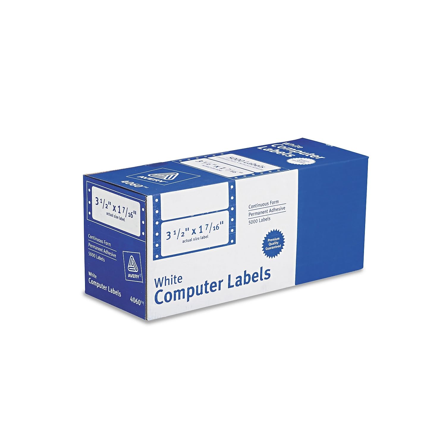 Avery Continuous Form Computer Labels for Pin-Fed Printers 3-1/2" x 1-7 ...