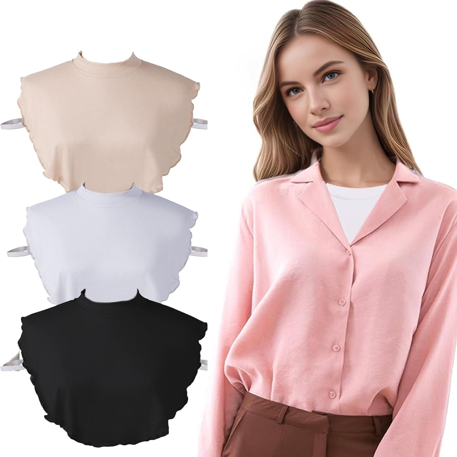 3Pcs Wearable Mock Camisole Bra Insert Overlay Modesty Panel Vest Under ...