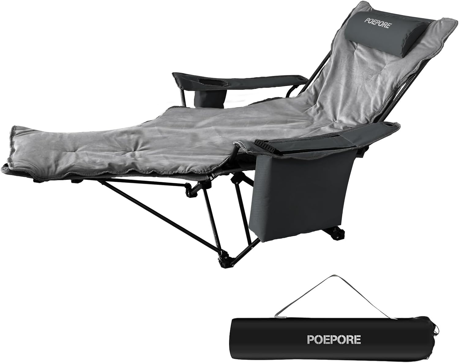 Amazon.com: POEPORE Reclining Camping Chair 4 Position with Foot Rest ...