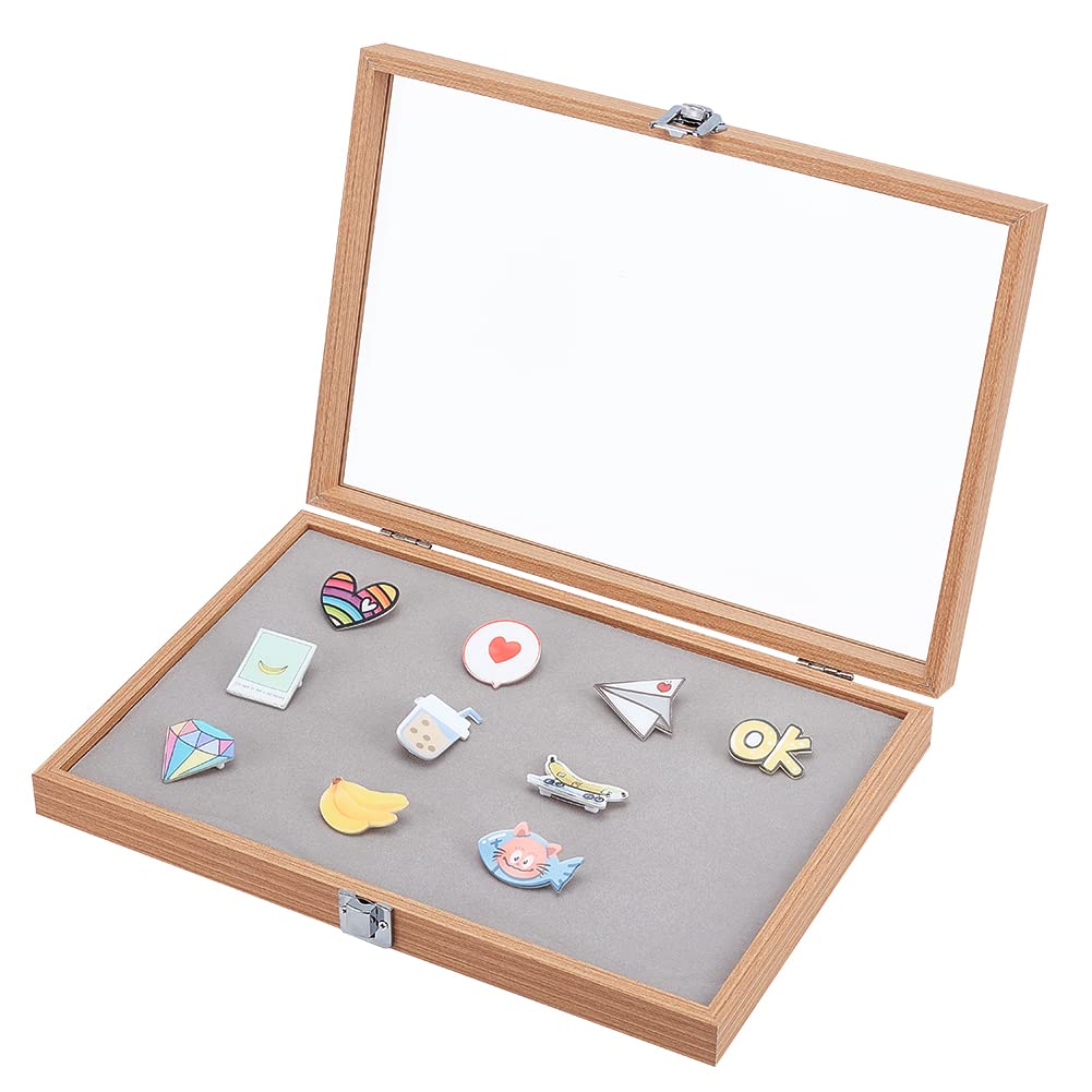 OLYCRAFT Wood Pin Display Case Badge Display Cases Badge Storage ...